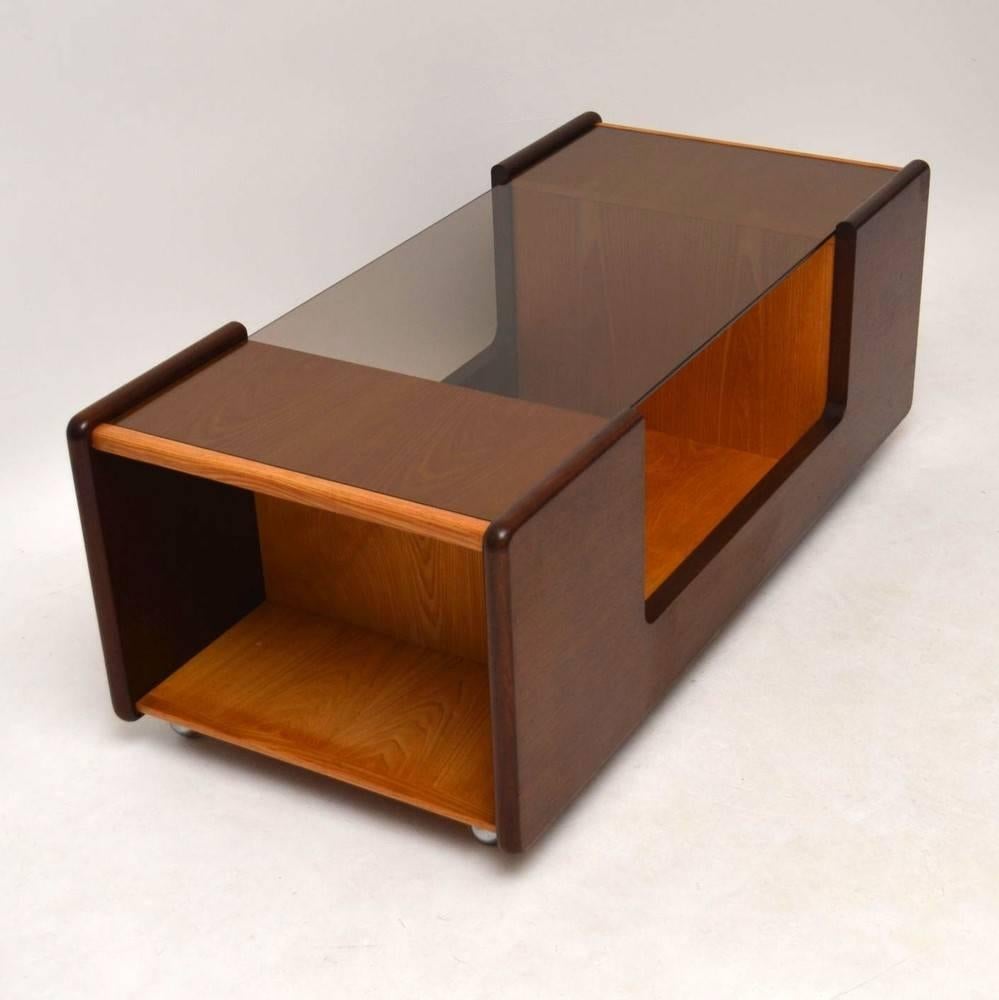 Retro Teak and Glass Coffee Table Vintage 1960s at 1stDibs