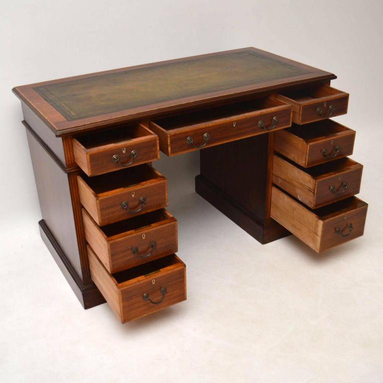 Antique Satinwood Inlaid Mahogany Leather Top Desk at 1stDibs | leather ...