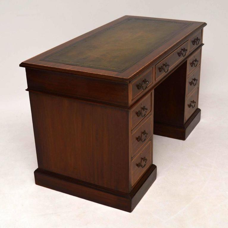 Antique Satinwood Inlaid Mahogany Leather Top Desk at 1stDibs | leather ...