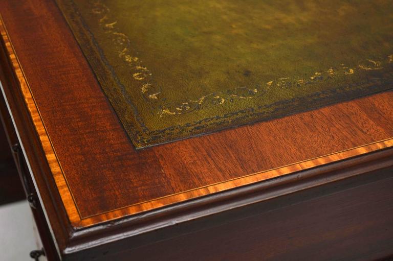 Antique Satinwood Inlaid Mahogany Leather Top Desk at 1stDibs | leather ...