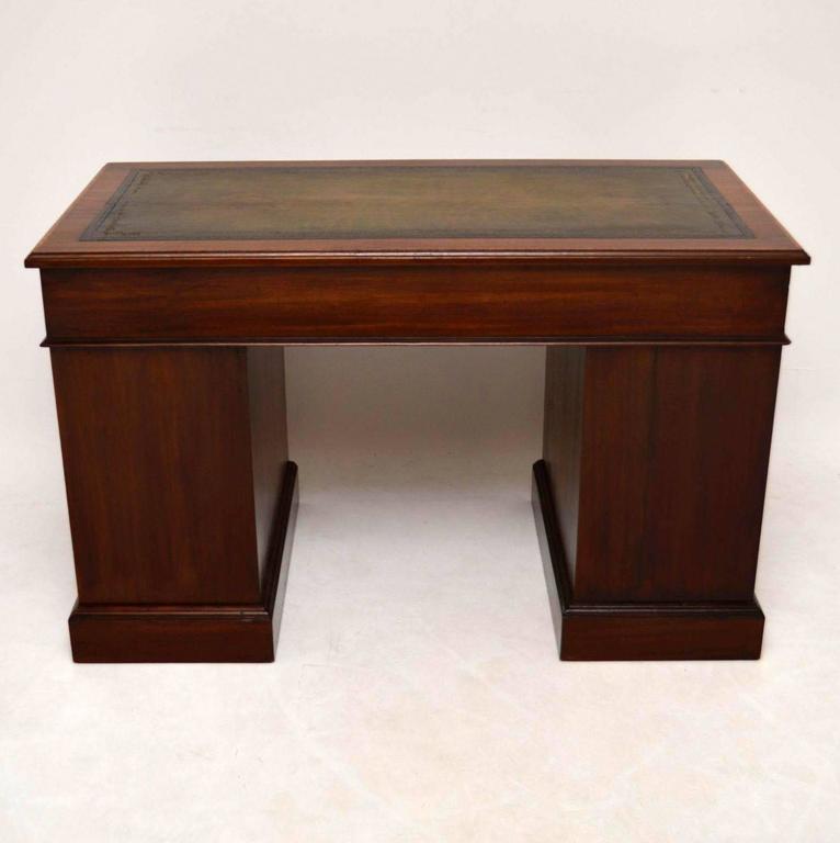 Antique Satinwood Inlaid Mahogany Leather Top Desk at 1stDibs | leather ...