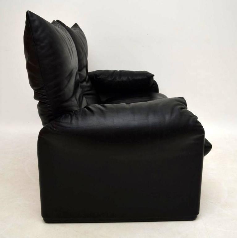 Leather Italian Maralunga Sofa by Vico Magistretti for Cassina at 1stDibs