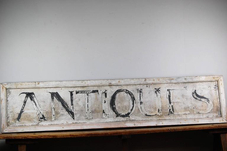 20th Century Distressed Antiques Shop Sign at 1stDibs