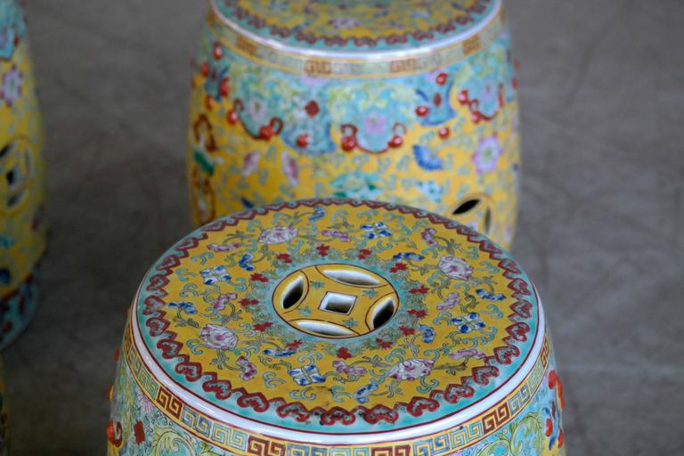 Garden Ceramic Porcelain Chinese Table with Stools For Sale at 1stDibs