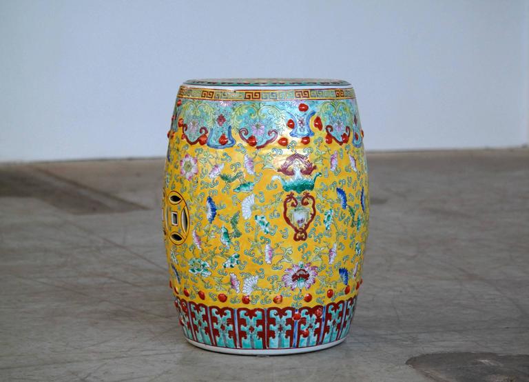 Garden Ceramic Porcelain Chinese Table with Stools For Sale at 1stDibs