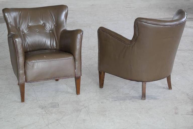 Small-Scale Leather Club Chairs, Danish, Mid-Century For Sale at 1stDibs