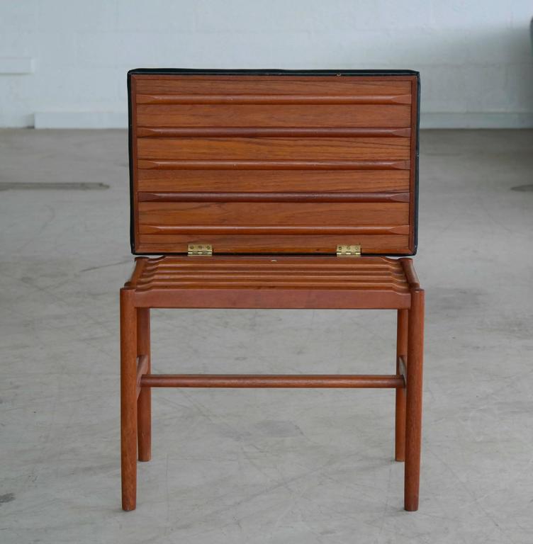 Danish Mid-Century Teak Luggage Rack and Bench at 1stDibs