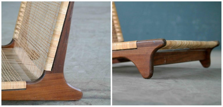 Hans Olsen Pair of Japanese Style Tatami Chairs in Teak and Cane for ...