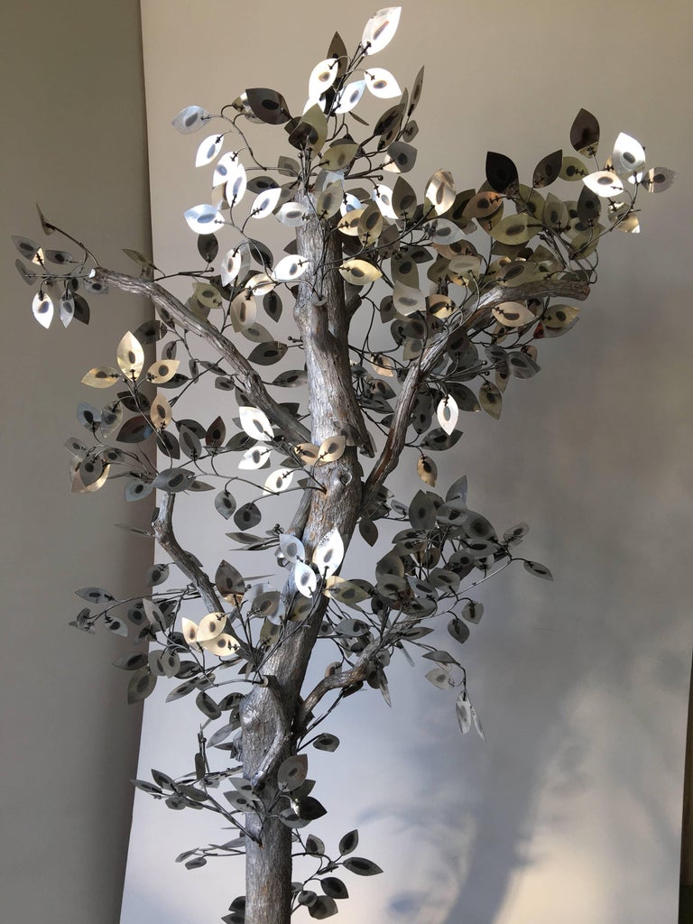 Curtis Jere Silver Raindrops Tree Sculpture For Sale at 1stDibs