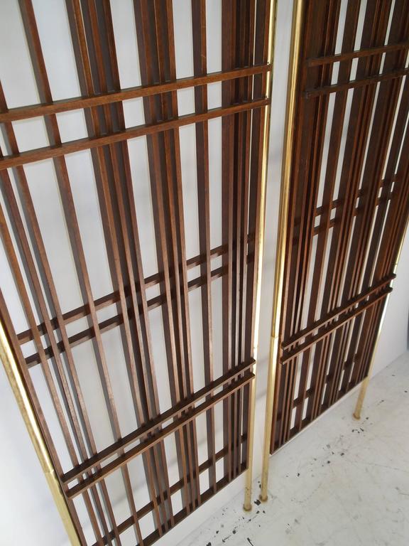 Pair of Fantastic Modernist Mahogany Slat Tension Mount Room Dividers ...