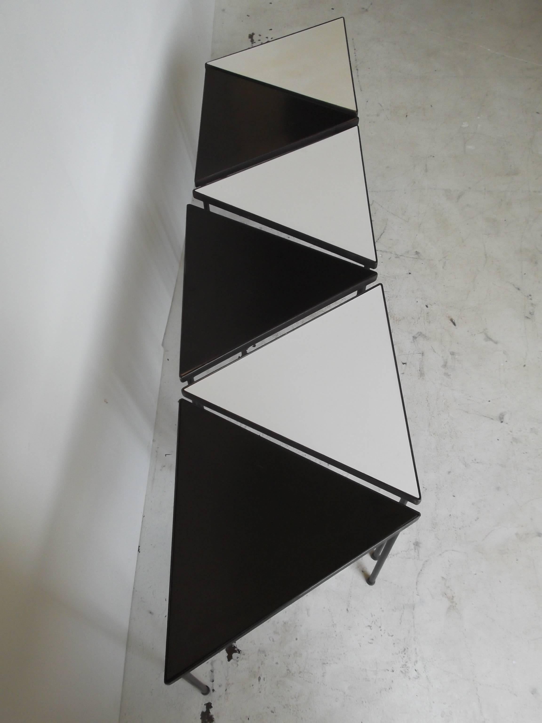 Set of Six Frederick Weinberg Iron Laminate Nesting Triangle Tables at ...