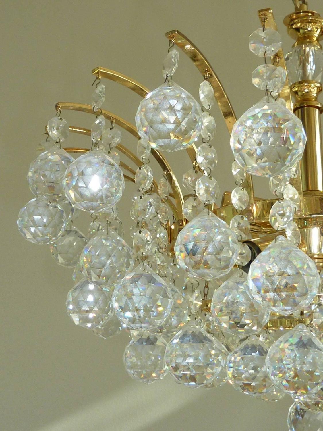 Vintage Crystal Ball Chandelier Attributed to Swarovski For Sale at 1stdibs