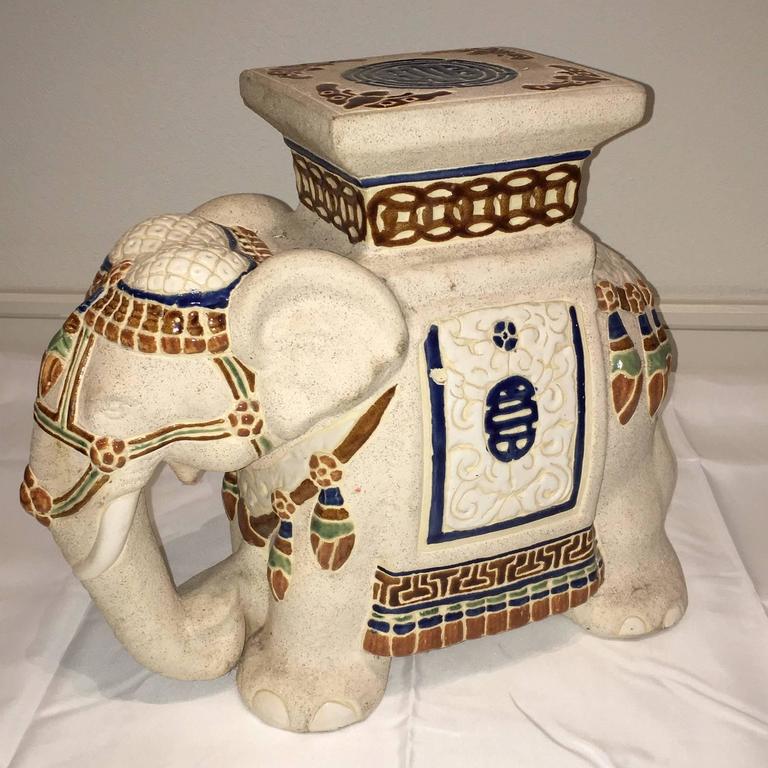 Unglazed Elephant Garden Stool or Side Table at 1stDibs