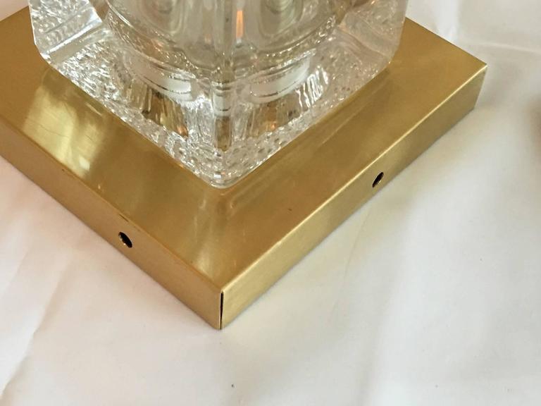 Pair of Brass Peill and Putzler Ice Cubes Glass Sconce For Sale at 1stDibs