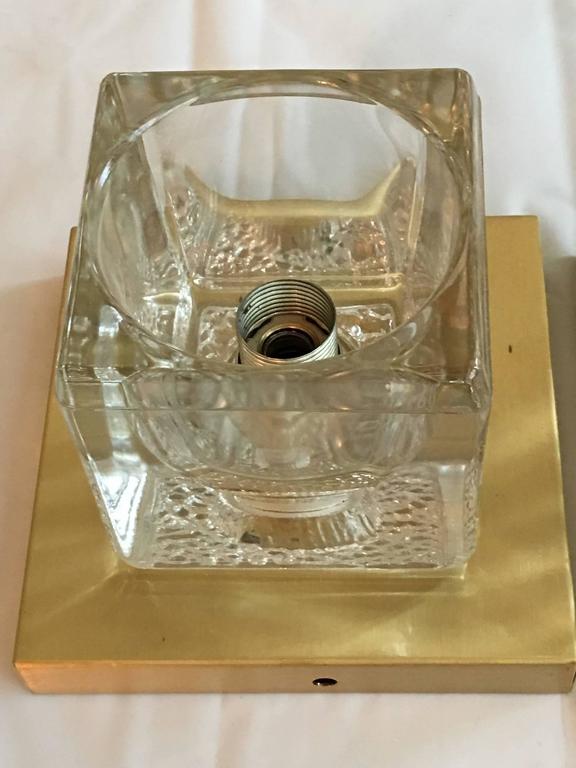 Pair of Brass Peill and Putzler Ice Cubes Glass Sconce For Sale at 1stDibs