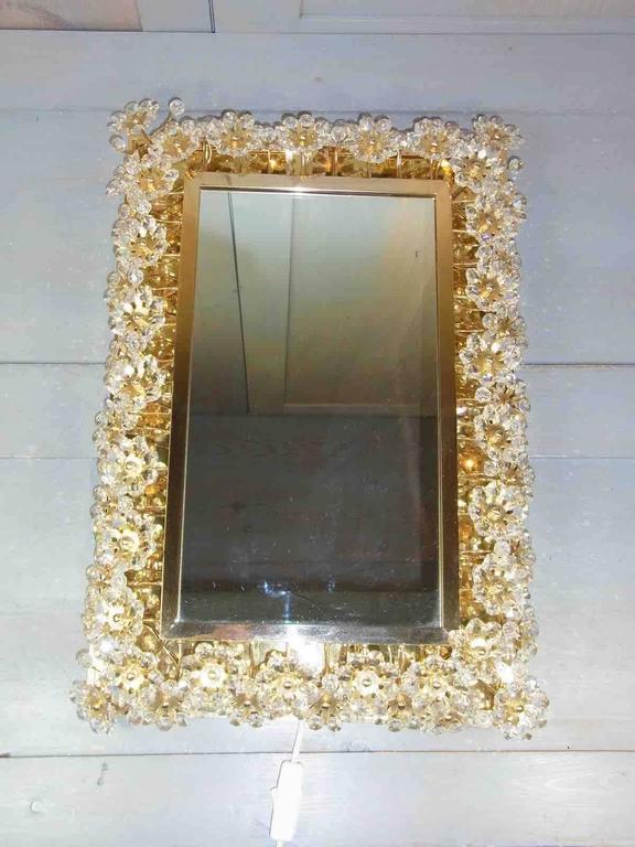 Square Illuminated Palwa Crystal Glass Mirror For Sale at 1stDibs ...