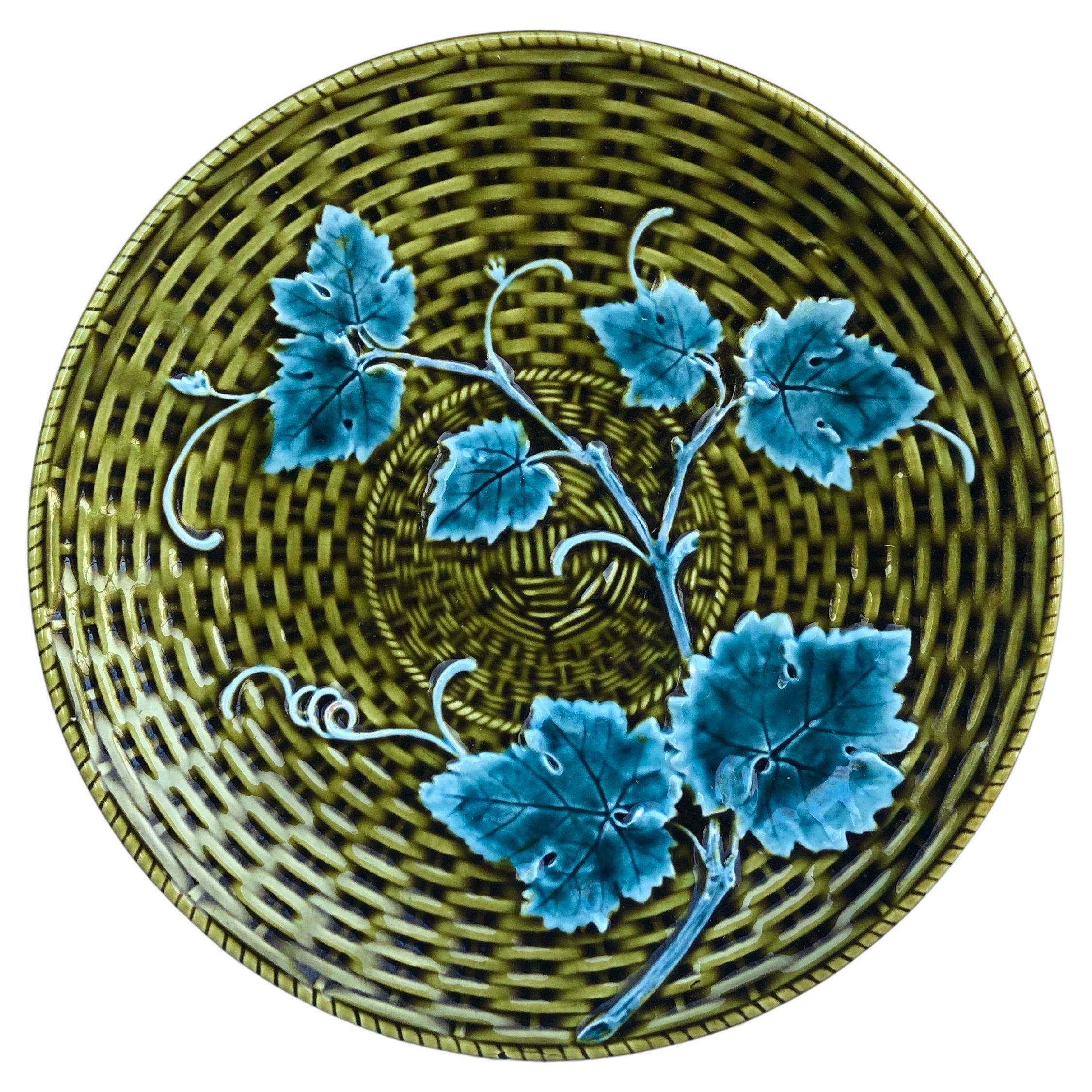 19th Century Sarreguemines French Majolica Wicker and Morning Glory ...