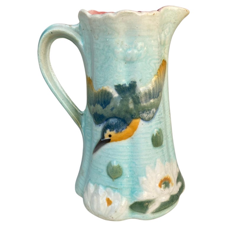 French Majolica Bird Pitcher Saint Clément, circa 1900 For Sale at 1stDibs