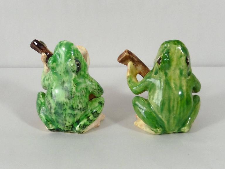 Majolica Frogs with Mandolin Massier, circa 1900 For Sale at 1stDibs