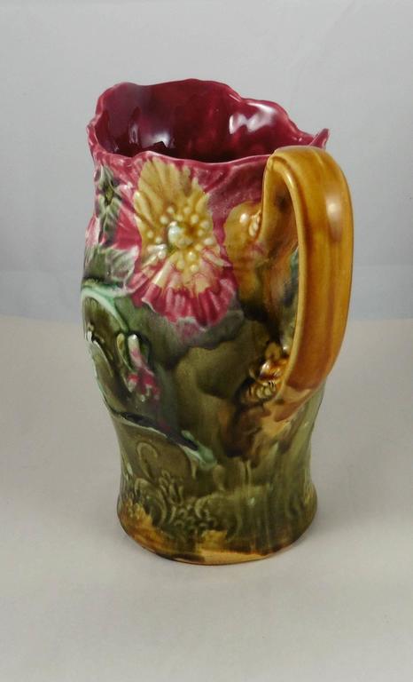 Majolica Poppies Pitcher Onnaing, circa 1900 at 1stDibs