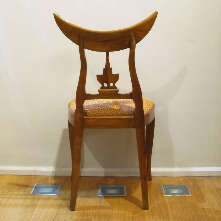 Set of Six Tuscan Directory Chairs in Solid Walnut with Sickle Moon ...