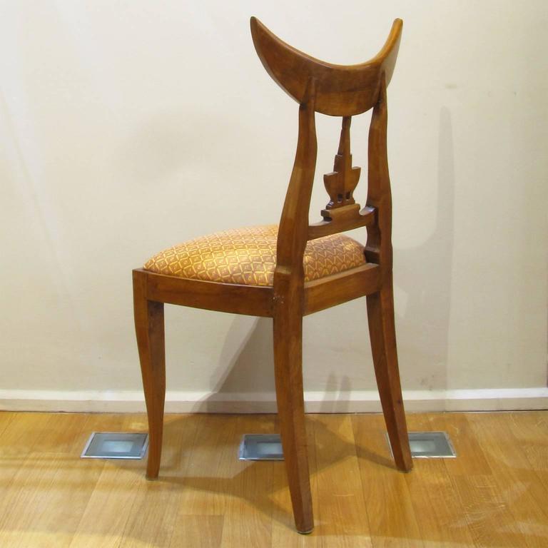 Set of Six Tuscan Directory Chairs in Solid Walnut with Sickle Moon ...