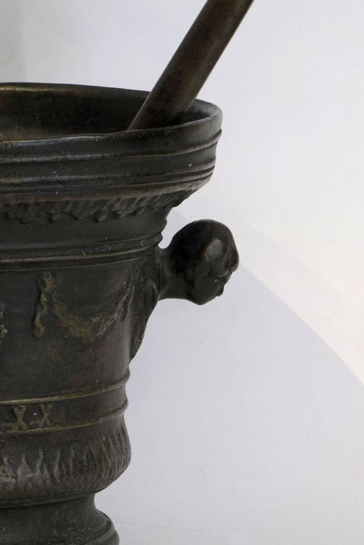Italian Mid-17th Century Bronze Mortar Dated 1630 and Signed at 1stDibs