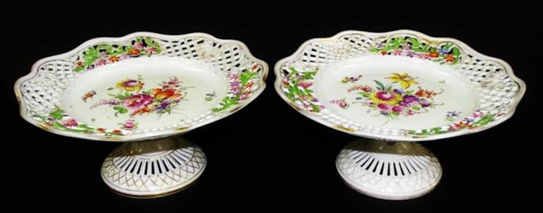 Pair of Two 19th Century Dresden-Meissen German Porcelain Cake Stands ...