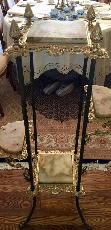 Early 20th Century Victorian Four-Tier Plant Stand Brass Gilt and Onyx ...