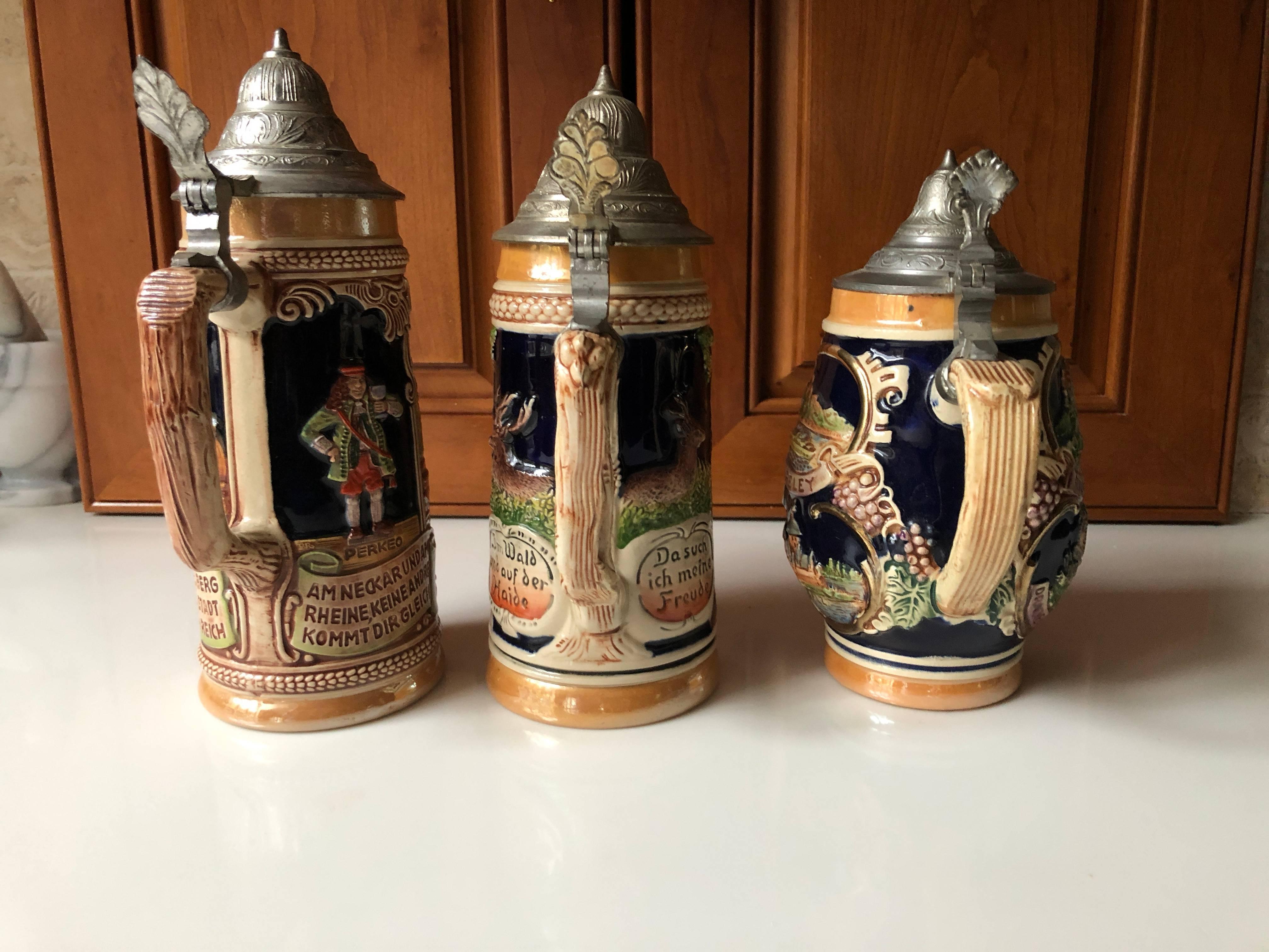 Set of Three Vintage German Beer Steins at 1stDibs | german beer steins ...