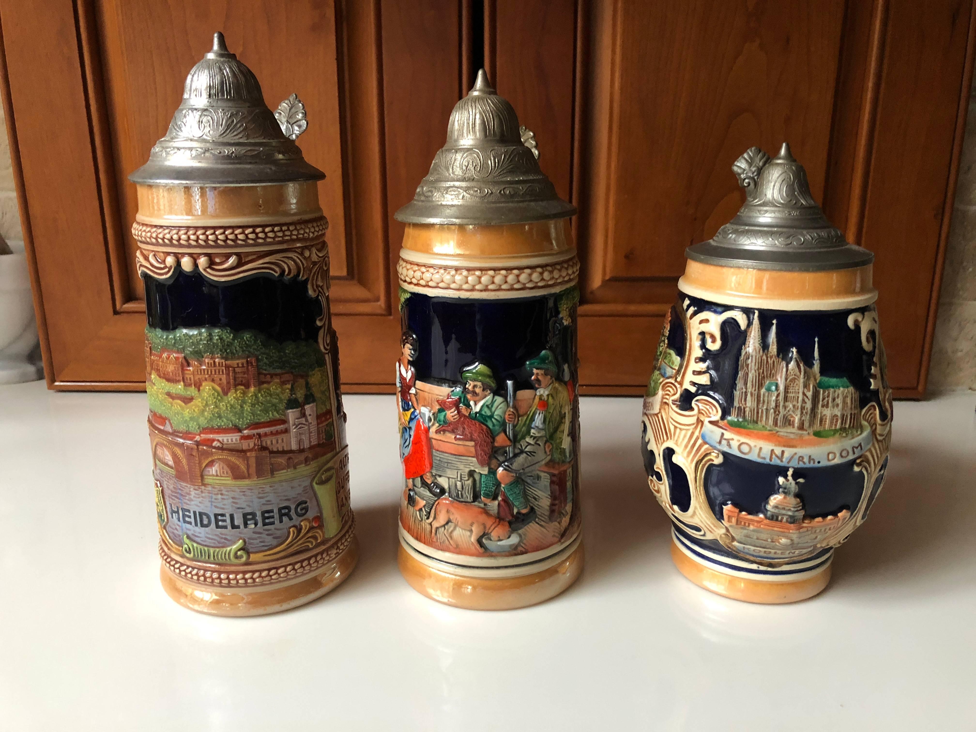 Set of Three Vintage German Beer Steins at 1stDibs | german beer steins ...