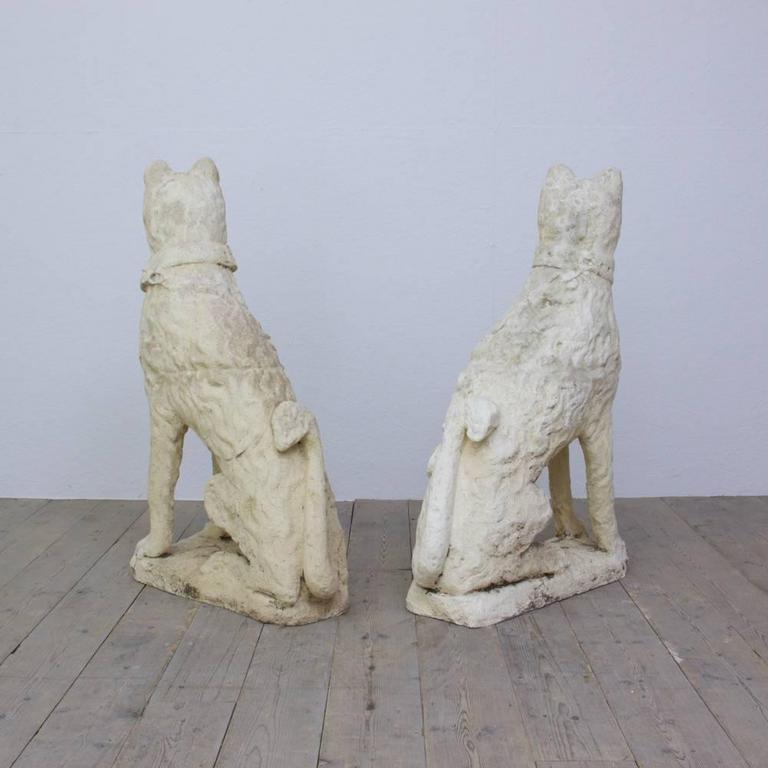 Pair of Cast Stone Dogs at 1stDibs