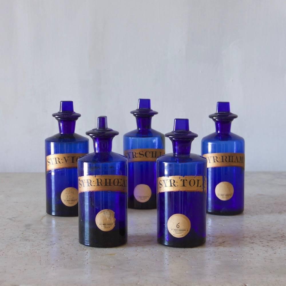 Collection of Five 19th Century Apothecary Bottles at 1stDibs