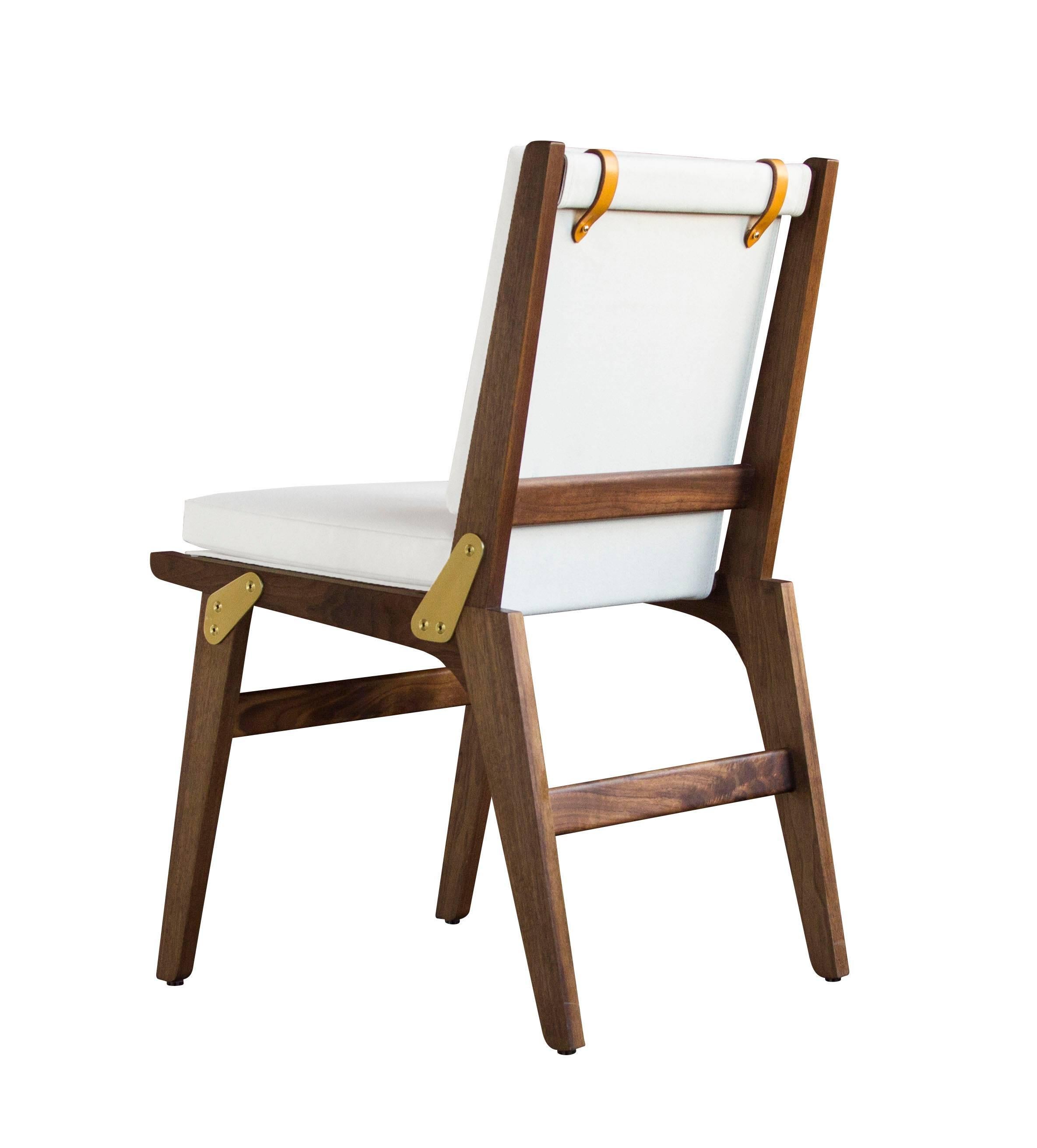O.F.S. Dining Chair, Walnut with White Canvas - handcrafted by Richard ...