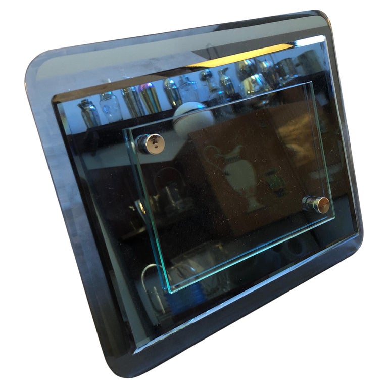 1970s Cristal Arte Mid-Century Modern Blue Glass Italian Photo Frame ...