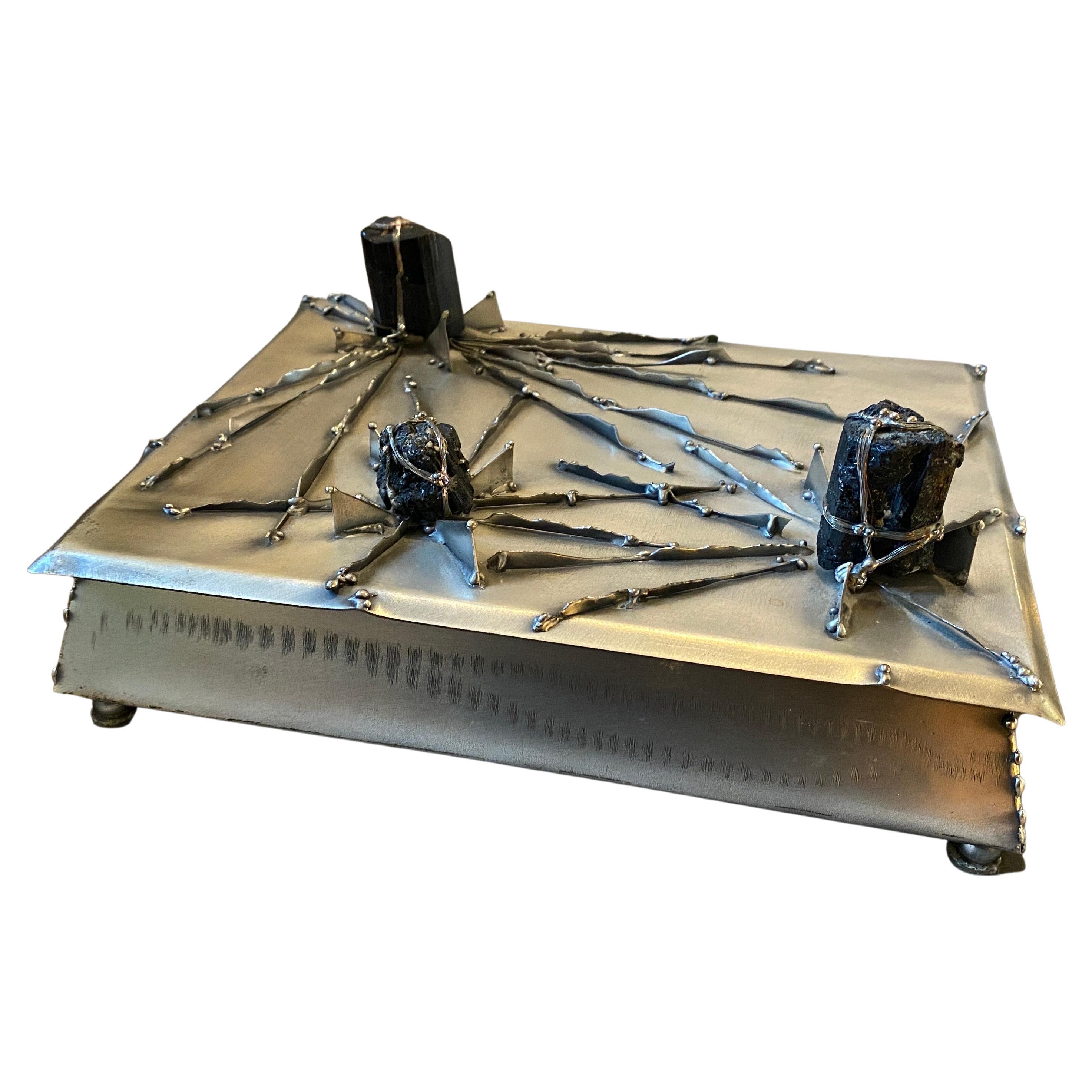 Diamond Point Silver Plated Metal Box, Unique C. 1970s, France For Sale ...