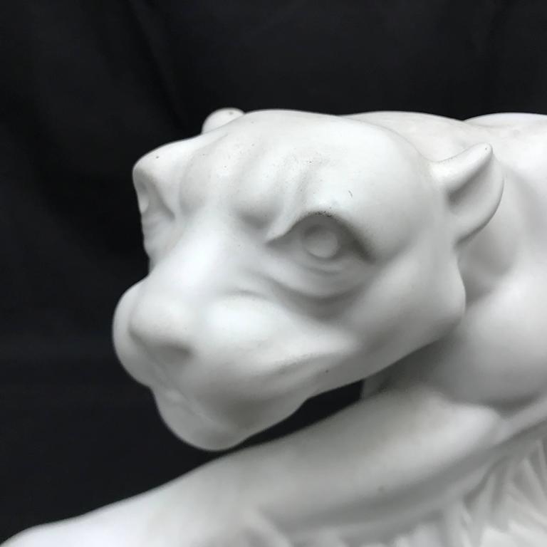 Art Deco Ceramic Sculpture of a White Panther, Italy, circa 1930 at ...