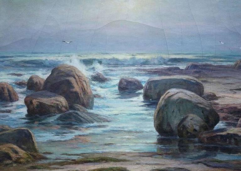 Oversized Oil on Canvas of Seascape by William Henry Howe, 1906 at 1stDibs