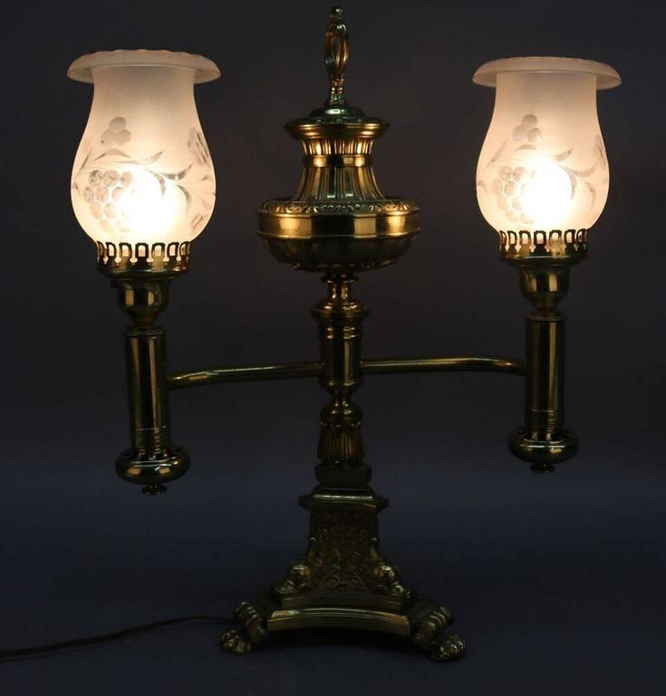 Bronze Electrified Double Astral Argand Lamp by Baldwin Gardiner, circa ...