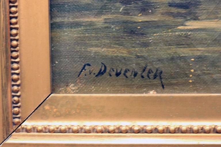 Antique Oil on Canvas Maritime Painting, Jan Frederik Van Deventer ...