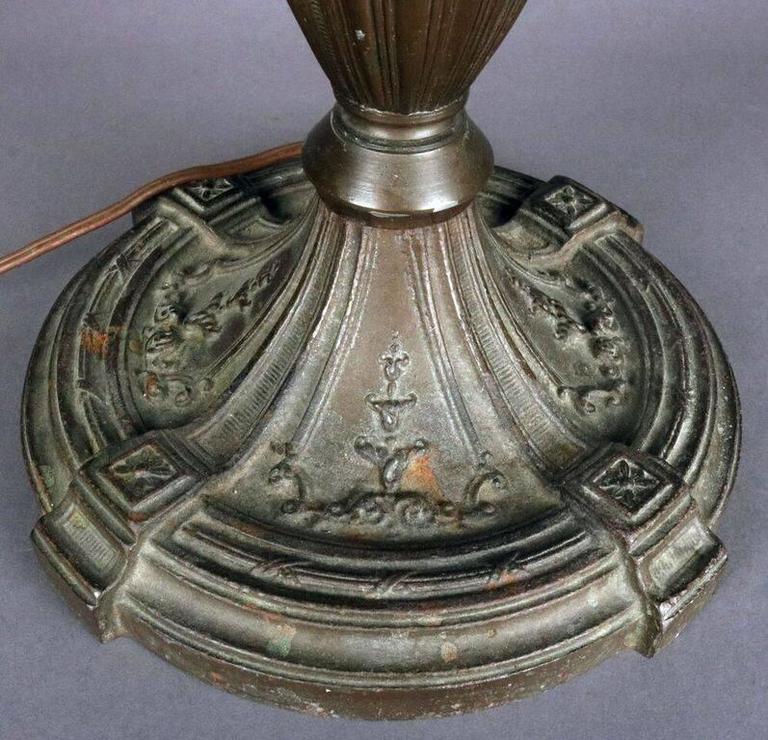 Antique Art Nouveau Filigree Eight-Panel Two-Toned Slag Glass Lamp ...