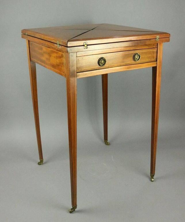 Antique Mahogany English Hepplewhite Style Napkin-Fold Game Table ...