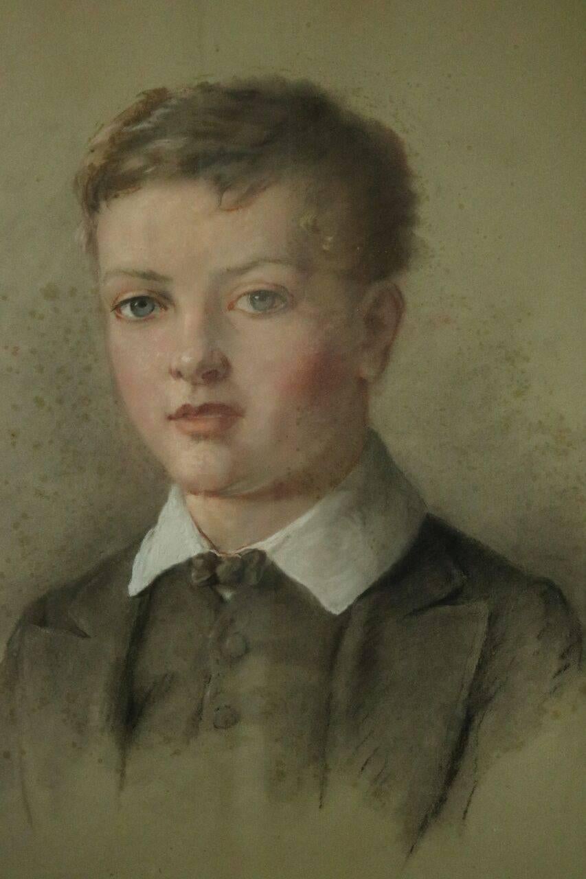 Antique English Pastel Portrait of Boy Attributed George Richmond at ...