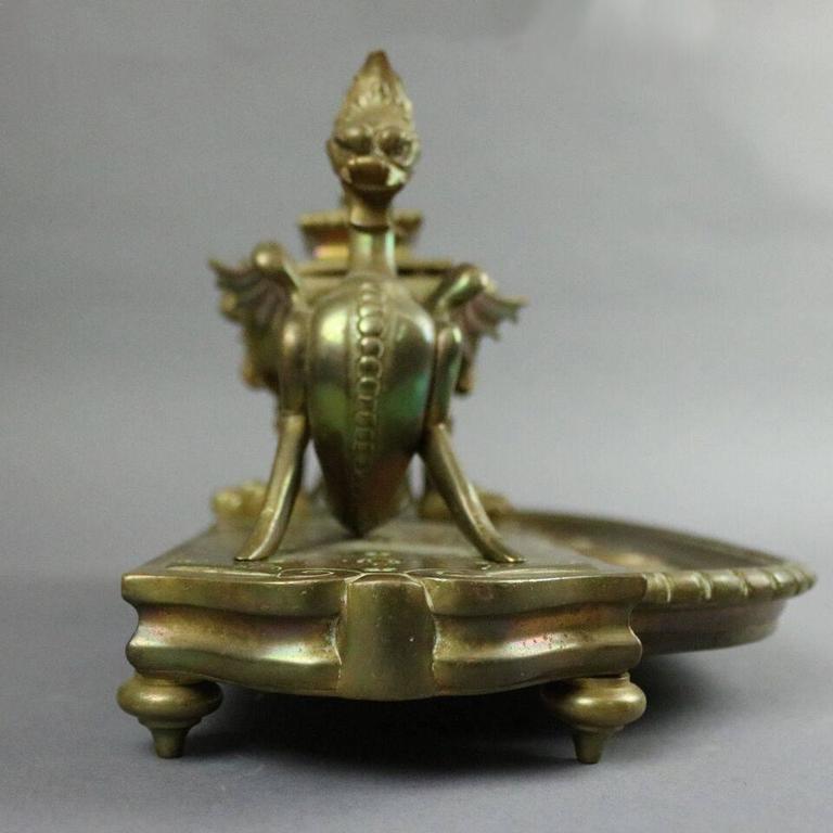 Figural Bronze Egyptian Revival Inkwell with Sea Dragons, Late 19th ...