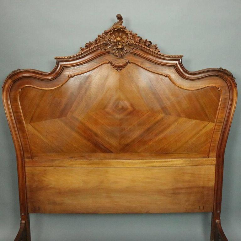 Antique French Rococo Style Carved Mahogany and Kingwood Full Bed Frame ...