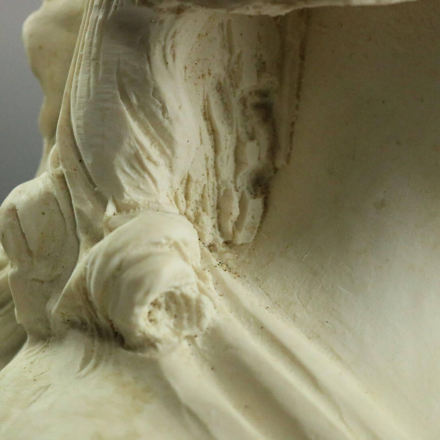 French Plaster Composition Bust, Mädchenbüste, Signed Paris, Grinam ...