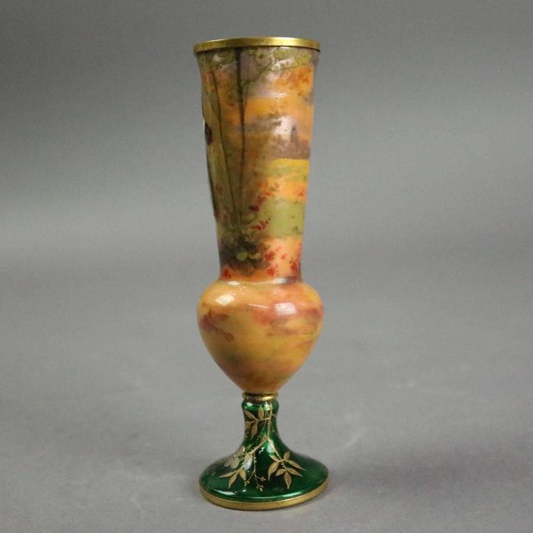 Antique French Enamel on Copper Portrait Cabinet Vase Signed Vile ...