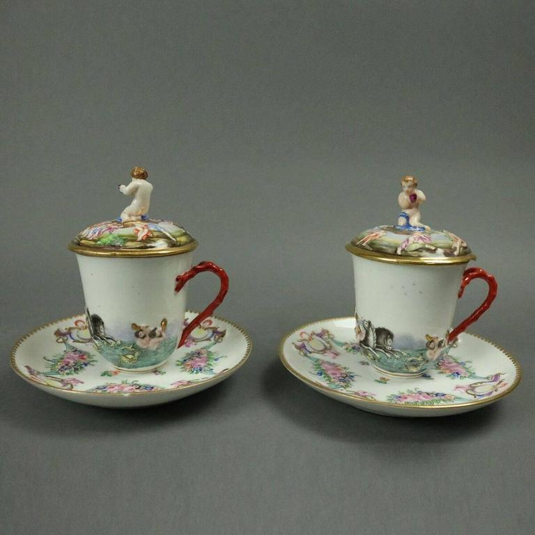 Seven pieces Antique Italian Porcelain Figural Capodimonte Tea Set ...