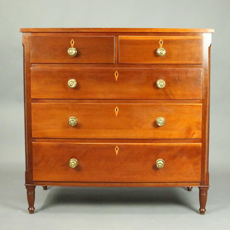 Antique Sheraton Cherry Federal Style Five-Drawer Chest, circa 1920 at ...