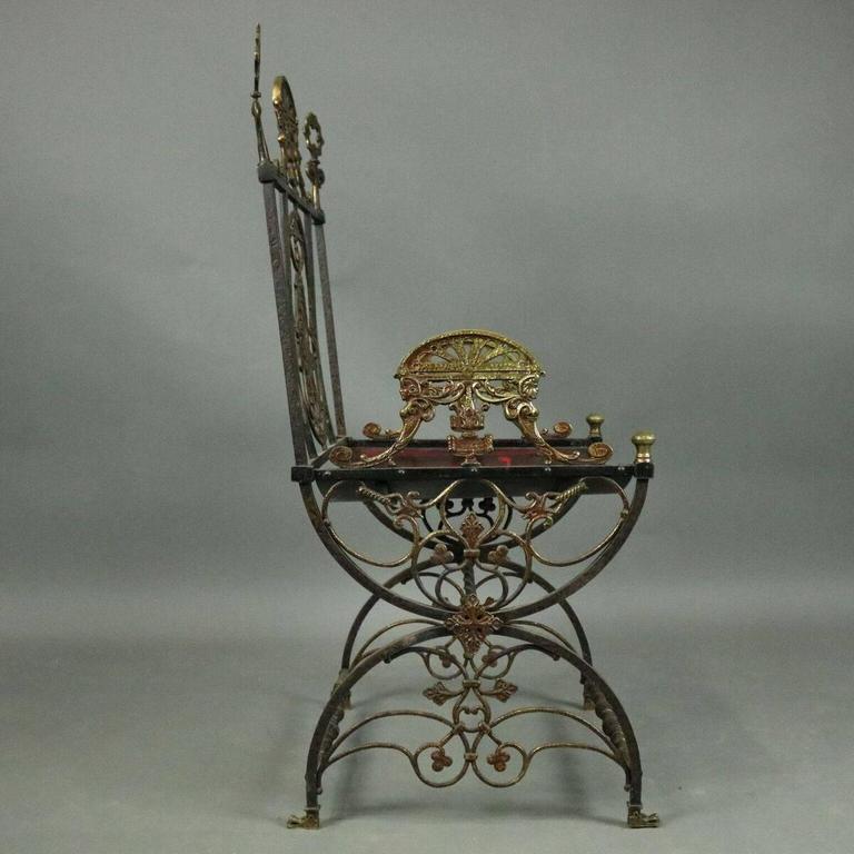 Antique Neoclassical Roman Wrought Iron and Bronze Throne or Curule ...